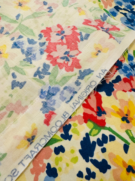 Vintage Fabric 1980s Bloomcraft Drapery Cotton Magnificent Bright Flor ...