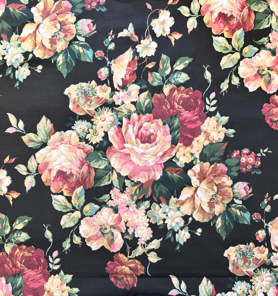 LAST PIECE Vintage Fabric 1980s? Cotton Blend Light Weight Floral Clus ...