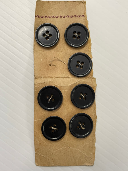 ONE SET ONLY: Vintage Buttons x7 1950s? Black Matte Acrylic 4-Hole 20m ...