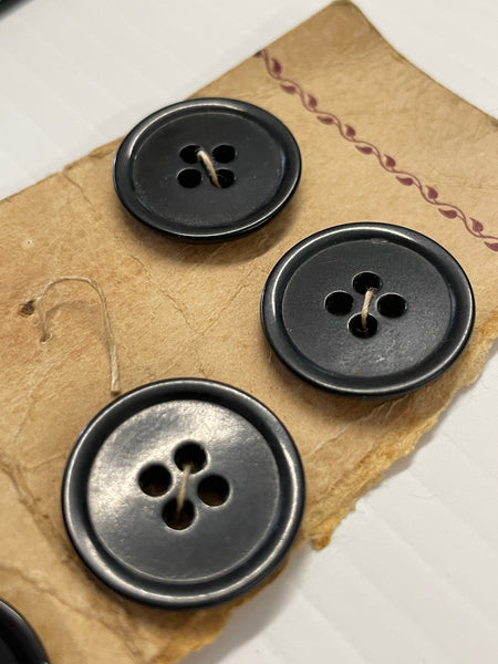 ONE SET ONLY: Vintage Buttons x7 1950s? Black Matte Acrylic 4-Hole 20m ...