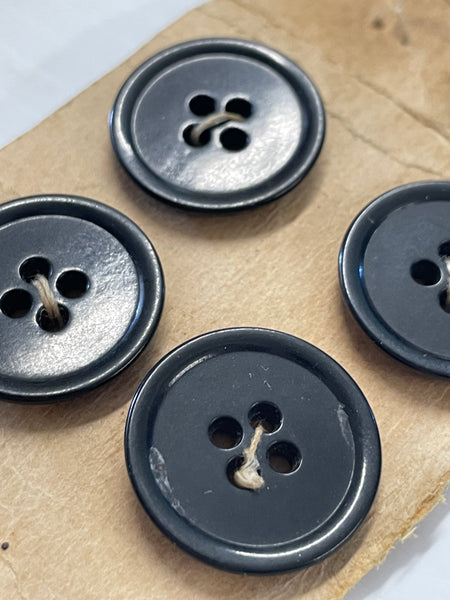 ONE SET ONLY: Vintage Buttons x7 1950s? Black Matte Acrylic 4-Hole 20m ...
