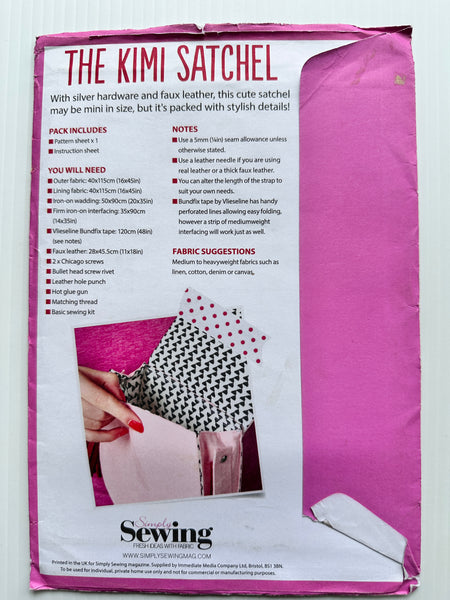 THE KIMI SATCHEL: Simply Sewing Magazine Sewing Pattern 2020? Uncut Un ...