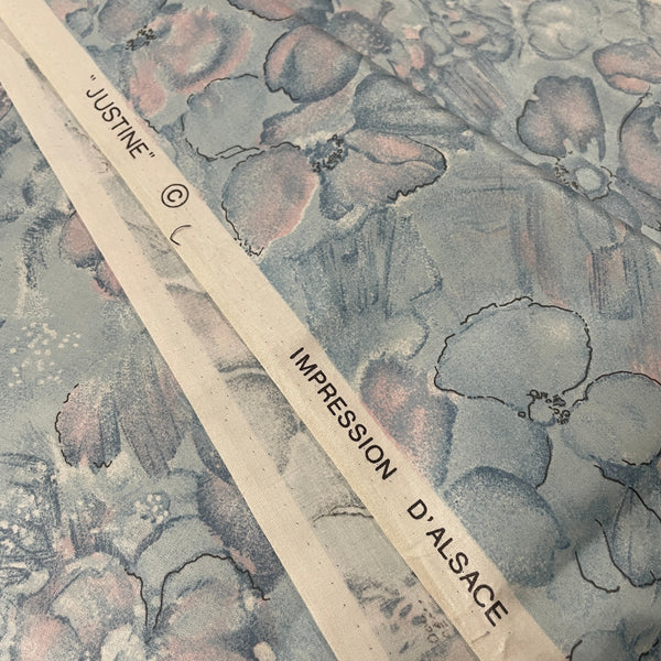 CLEARANCE Vintage Fabric 1980s Cotton Chintz Drapery w Watercolour Pai ...